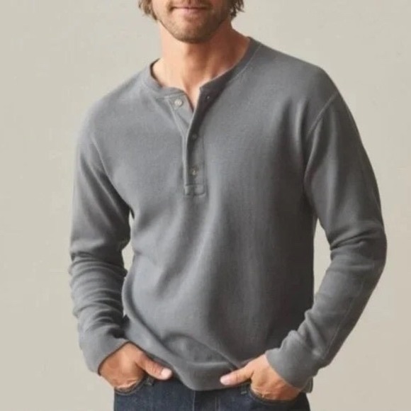 American Giant | Shirts | American Giant Henley Shirt Mens Large Gray ...